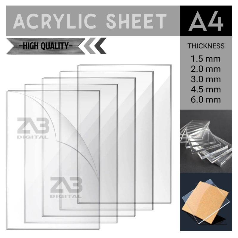 Acrylic Sheet A4 Size High Quality Clear Lazer cut | Shopee Philippines