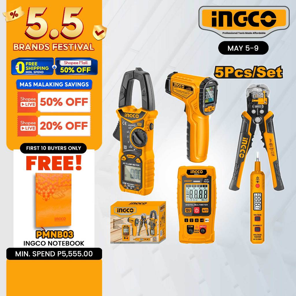 INGCO Digital Multi Meter Clamp with Electricians Tools Set Screwdriver ...