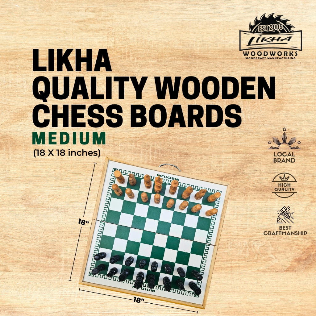 Folding Wooden Chess Board Medium Size Pieces Set Board Game 18x18 Inches | Shopee Philippines