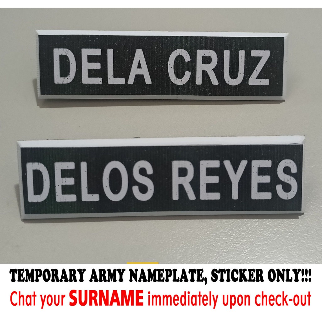 TEMPORARY ARMY NAMEPLATE (PHOTO PAPER ONLY!!!) | Shopee Philippines
