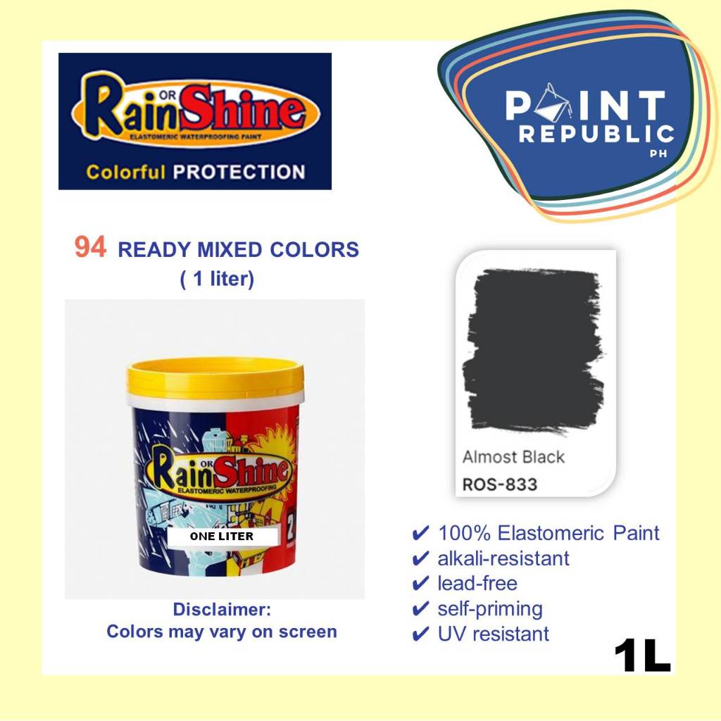 Rain or Shine Elastomeric Paint Ready Mixed Colors - 1L (1 liter/quart ...
