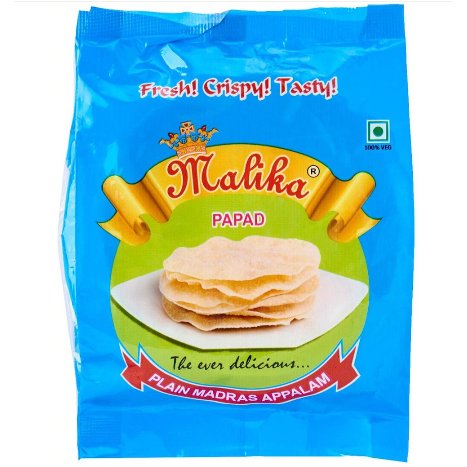 Malika Papad - Plain Madras Appalam - Thin/Crisp/Disc-Shaped Indian ...