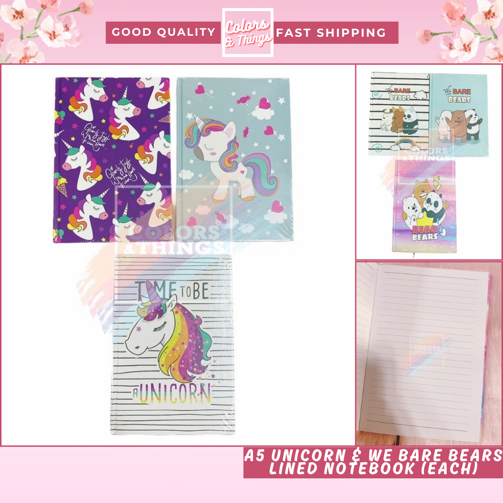 Colorsandthings A5 Unicorn & We Bare Bears Lined Notebook (EACH) | Shopee Philippines