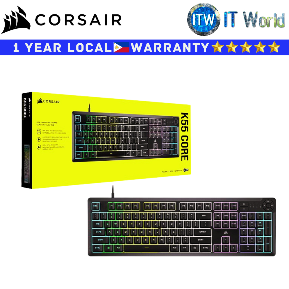 Corsair Gaming Keyboard K55 Core RGB Wired Black (CS-CH-9226C65-NA ...