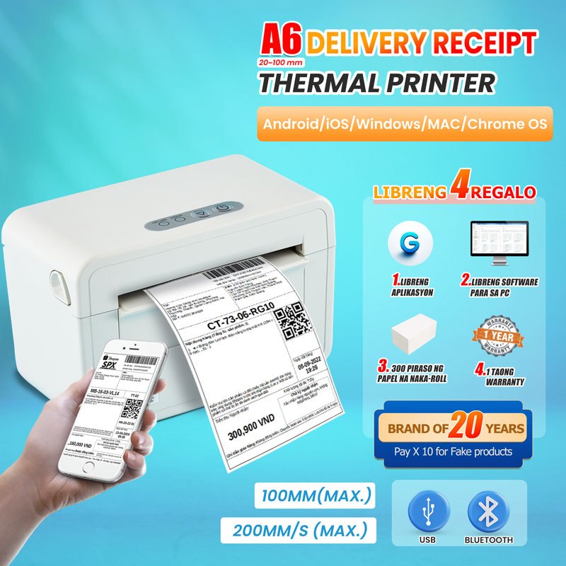 Thermal printer air Waybill Barcode Shipping Label bluetooth usb ...