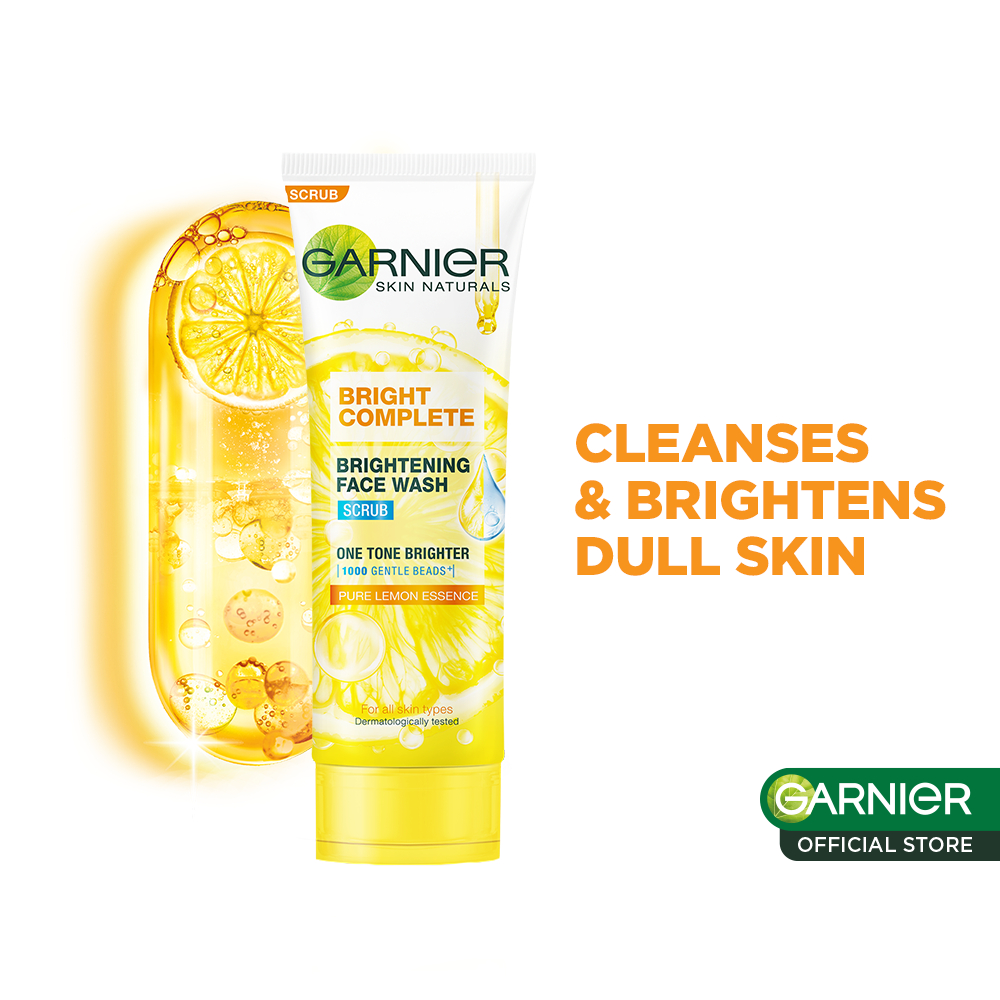 Garnier Bright Complete Brightening Scrub Cleanser Skincare For Dark ...
