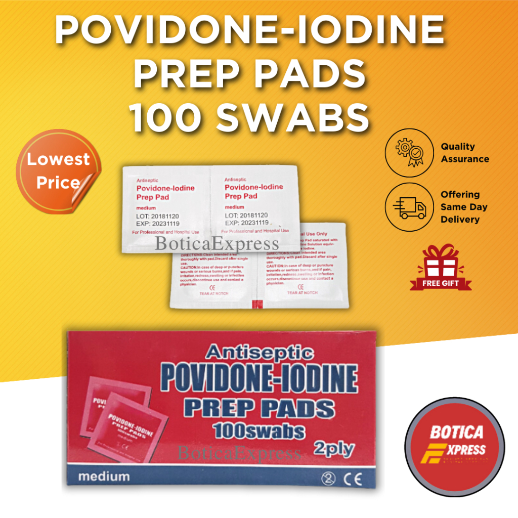 Antiseptic Povidone Iodine Prep Pads (100 swabs) BOX | Shopee Philippines