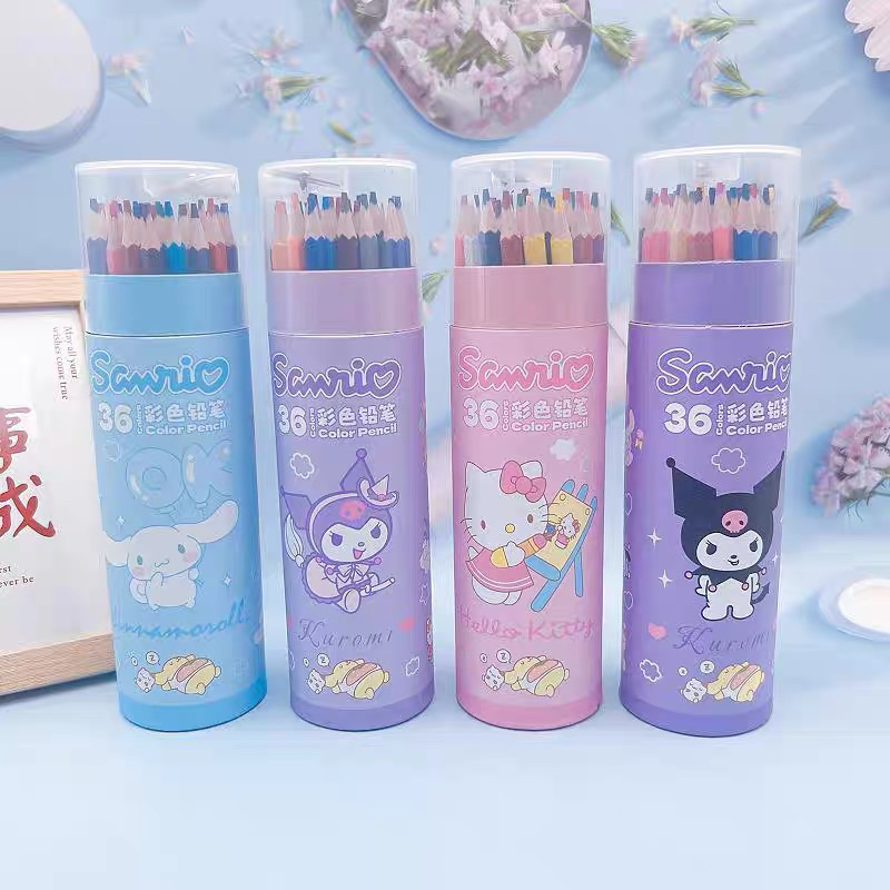 Sanrio 12 24 36 Tube Colored Pencils with Sharpener | Shopee Philippines