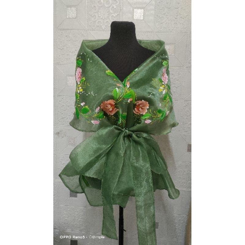 Filipiniana wrap around panuelo painting Sage Green | Shopee Philippines