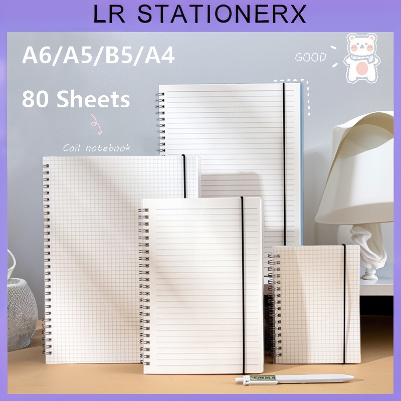 Spiral Coil Notebook A4/A5/B5 Muji Notebook High Quality 80 Sheets line/grid Notebook W73 ...