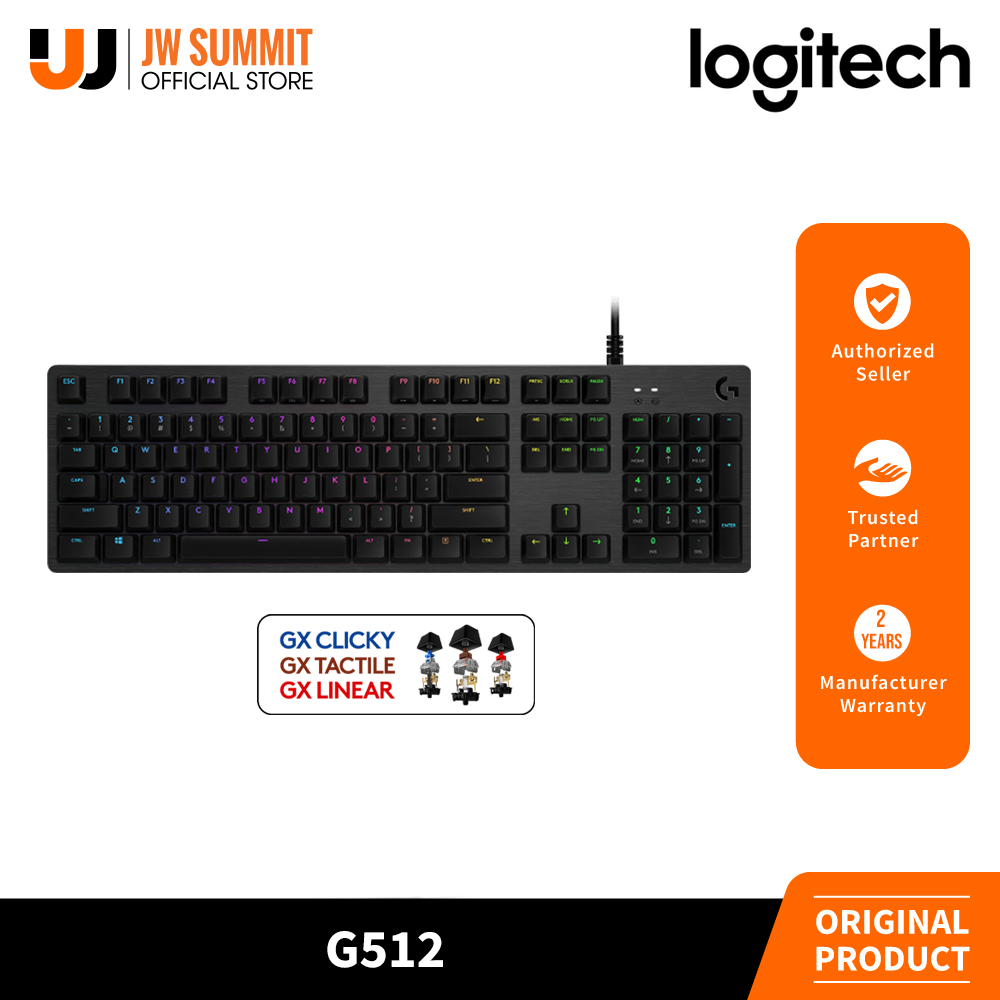 Logitech G512 Carbon Lightsync RGB GX Switch Wired Mechanical Gaming ...