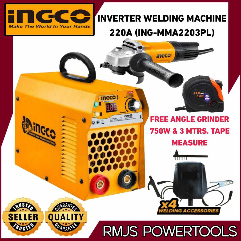 INGCO Welding Machine 220A (ING-MMA2230PL) With 1pc. Angle Grinder 750w ...