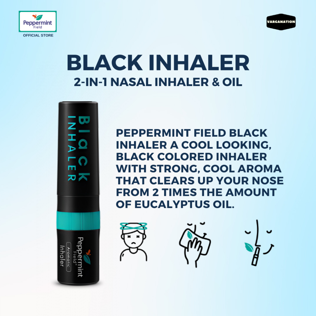 Peppermint Field Black Inhaler from Thailand - Authentic - Thai Nasal ...