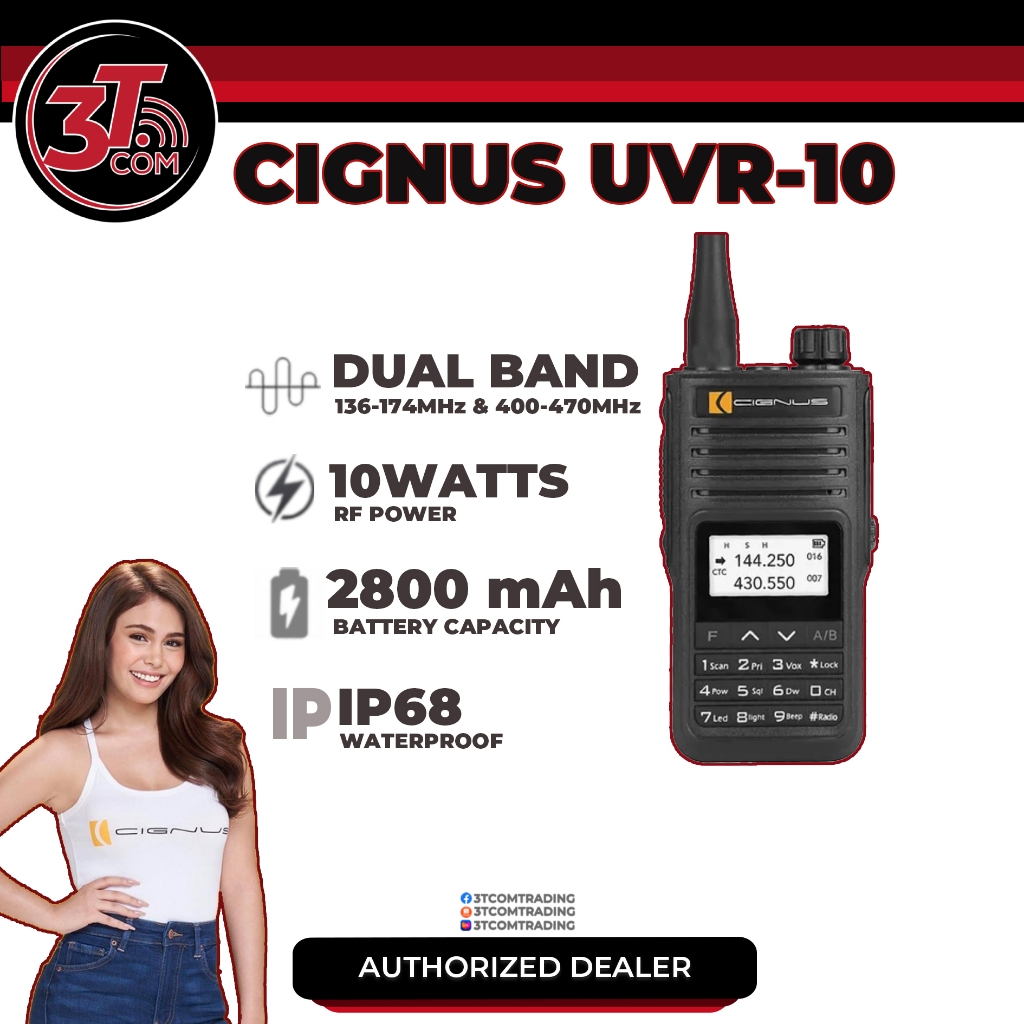 CIGNUS UVR10 DUAL BAND RADIO WATER PROOF 10WATTS | Shopee Philippines