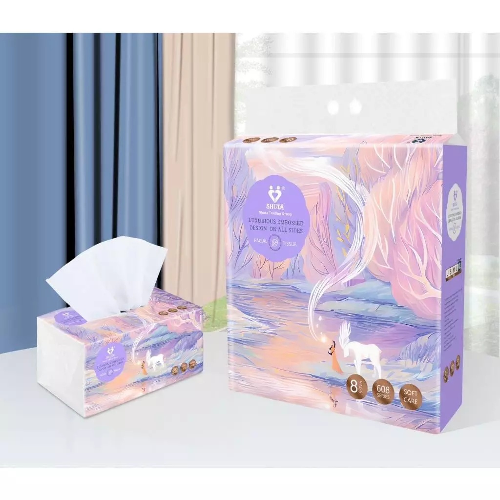 Facial Tissue Luxurious Embossed Design on all sides Shuta 520's S-608 ...