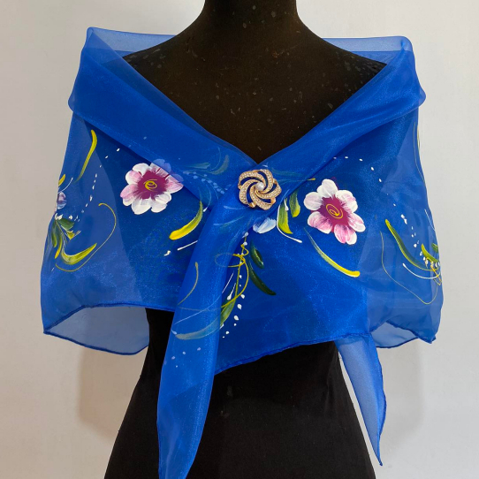 Alampay Organza Hand Printed With Brooch Pin for Women Top Adjustable ...