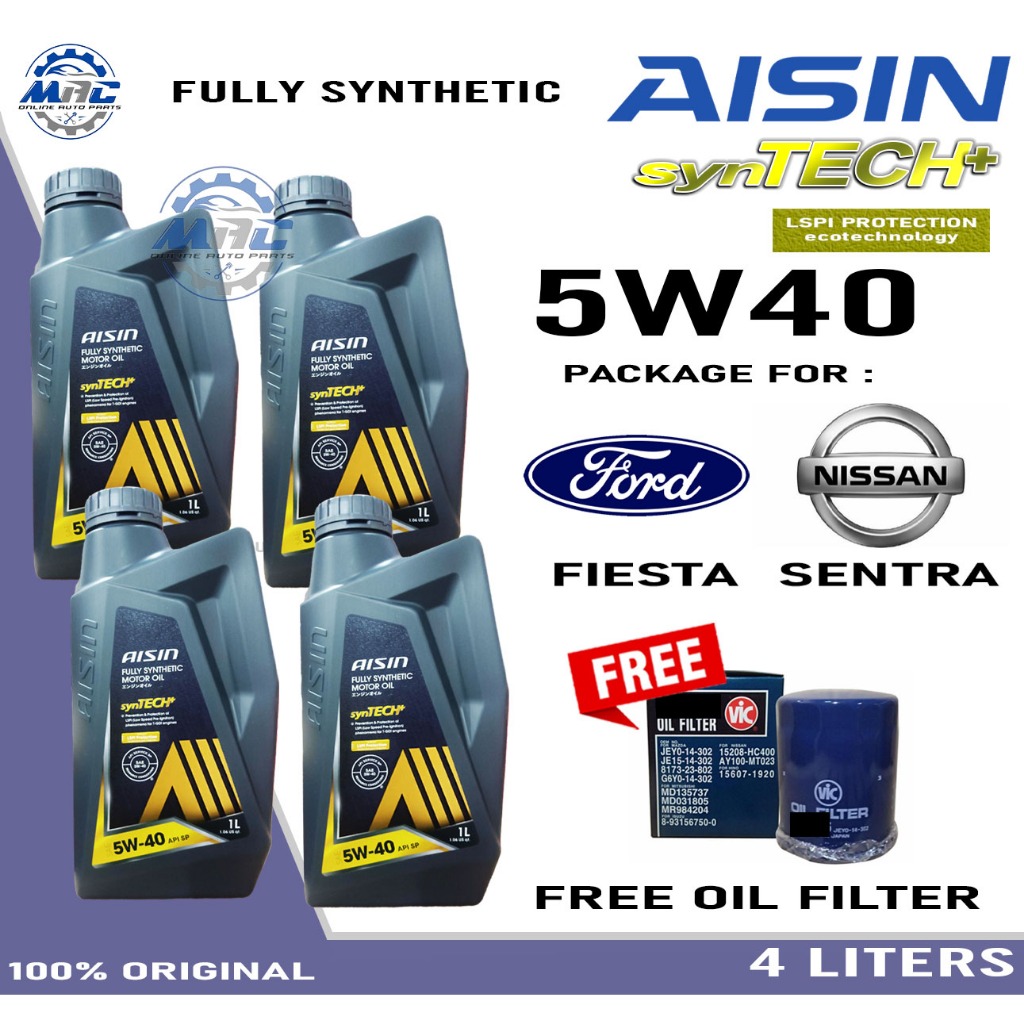 AISIN Fully Synthetic 5W-40 Engine Oil 4 Liters Engine Oil Package For ...