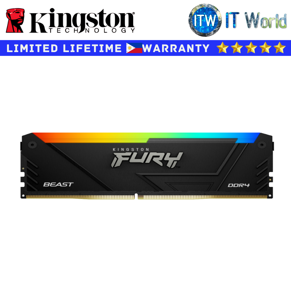 Itw | Kingston DDR4 RAM 16GB (1x16GB) 3200MT/s CL16 FURY Beast RGB Black XMP (KF432C16BB2A/16 ...