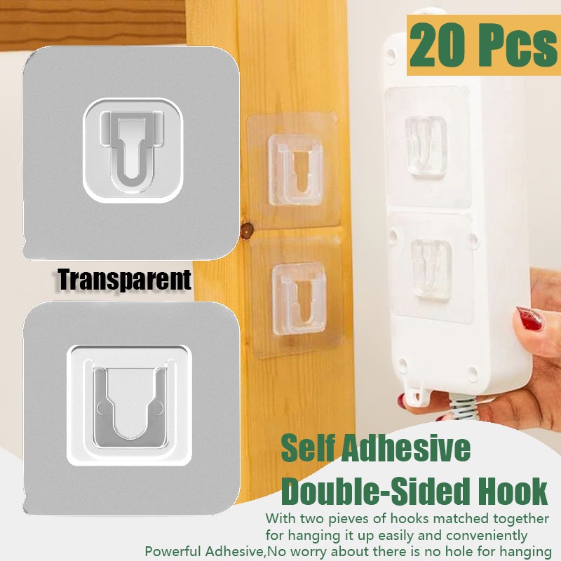 5/10/20Pairs Double-Sided Self Adhesive Buckle Hook Super Power Strip ...