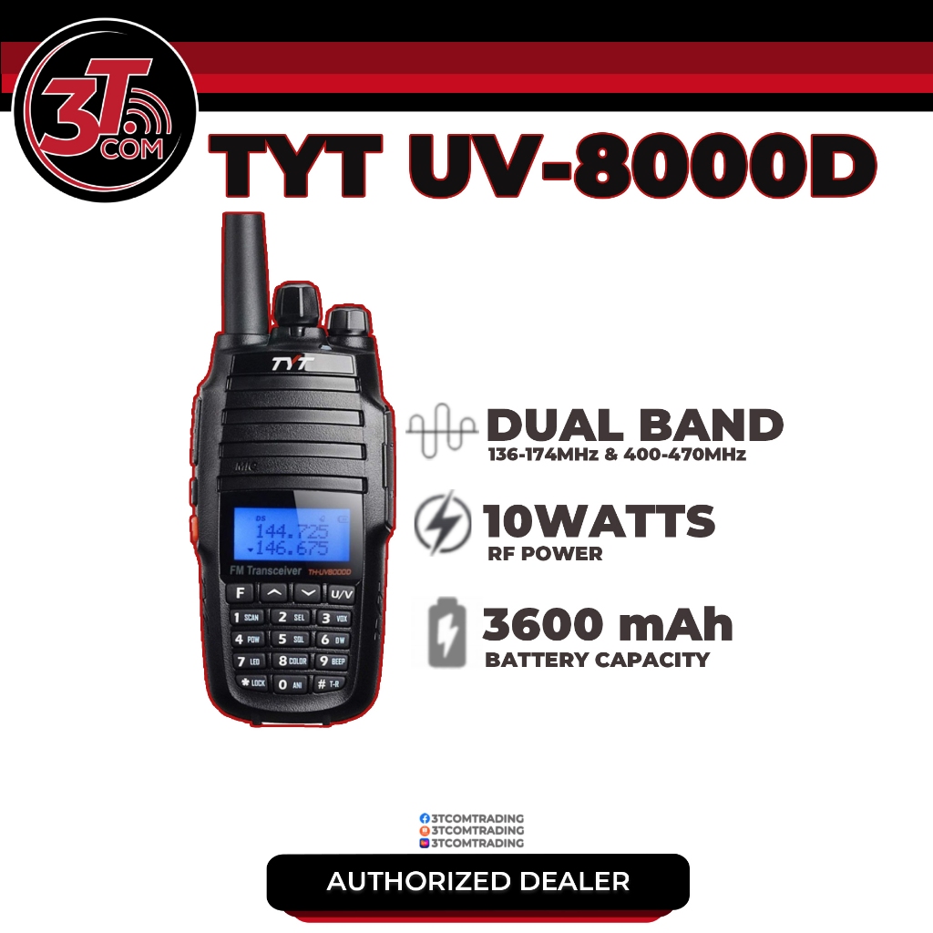 TH-UV8000D TYT 10W Walkie Talkies Cross-Band Repeater Dual Band VHF UHF Two Way Radio | Shopee ...