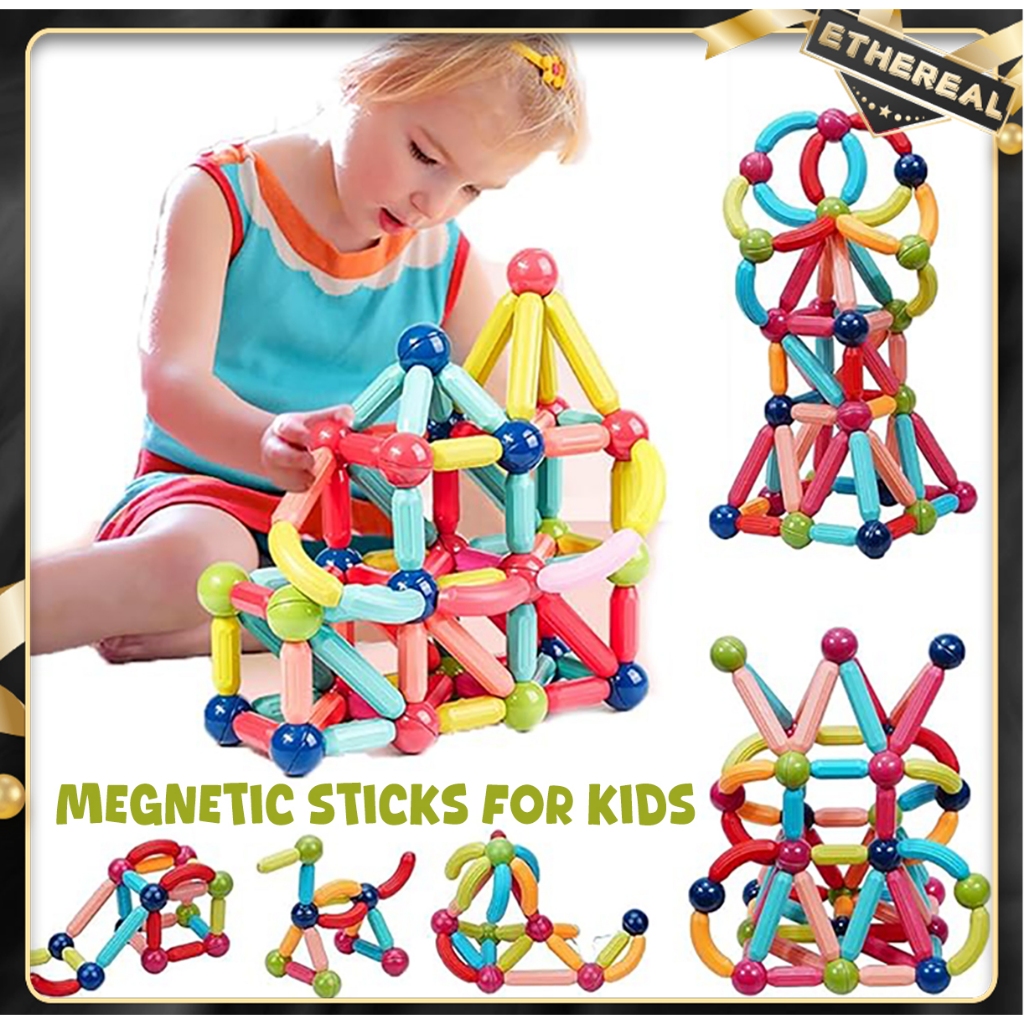Magnetic Building Sticks Blocks Toys 3D Magnet Building Puzzle Toys ...