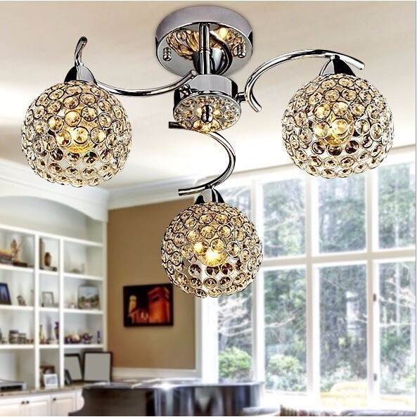 Modern chrome 3 lights led Ceiling Lights Crystal chandelier Ceiling ...