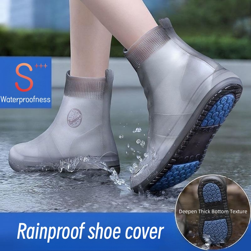 Waterproof Shoe Cover Non-Slip Rain Boot Cover Men And Women Thickened ...