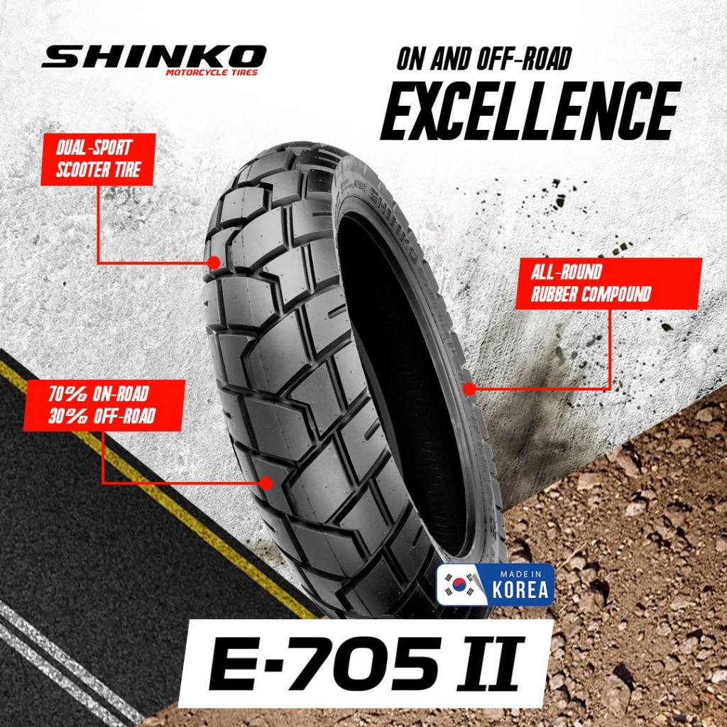SHINKO MOTORCYCLE TIRES - E705 II (DUAL SPORT) (MADE IN KOREA) | Shopee Philippines