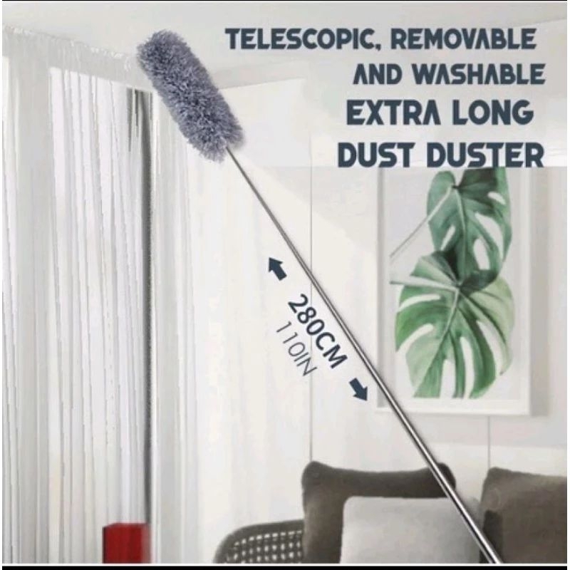W9)280cm Adjustable Telescopic Bending Duster Feather duster long pole ...