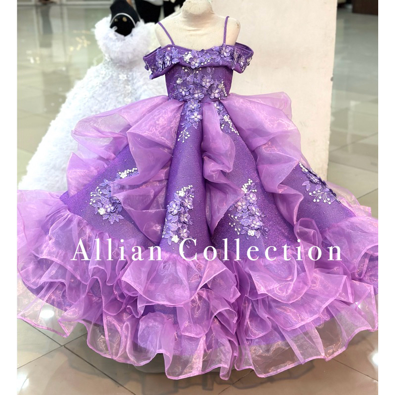 Umbrella gown with raples organsa.perfect for birthday,pageant,sagala ...