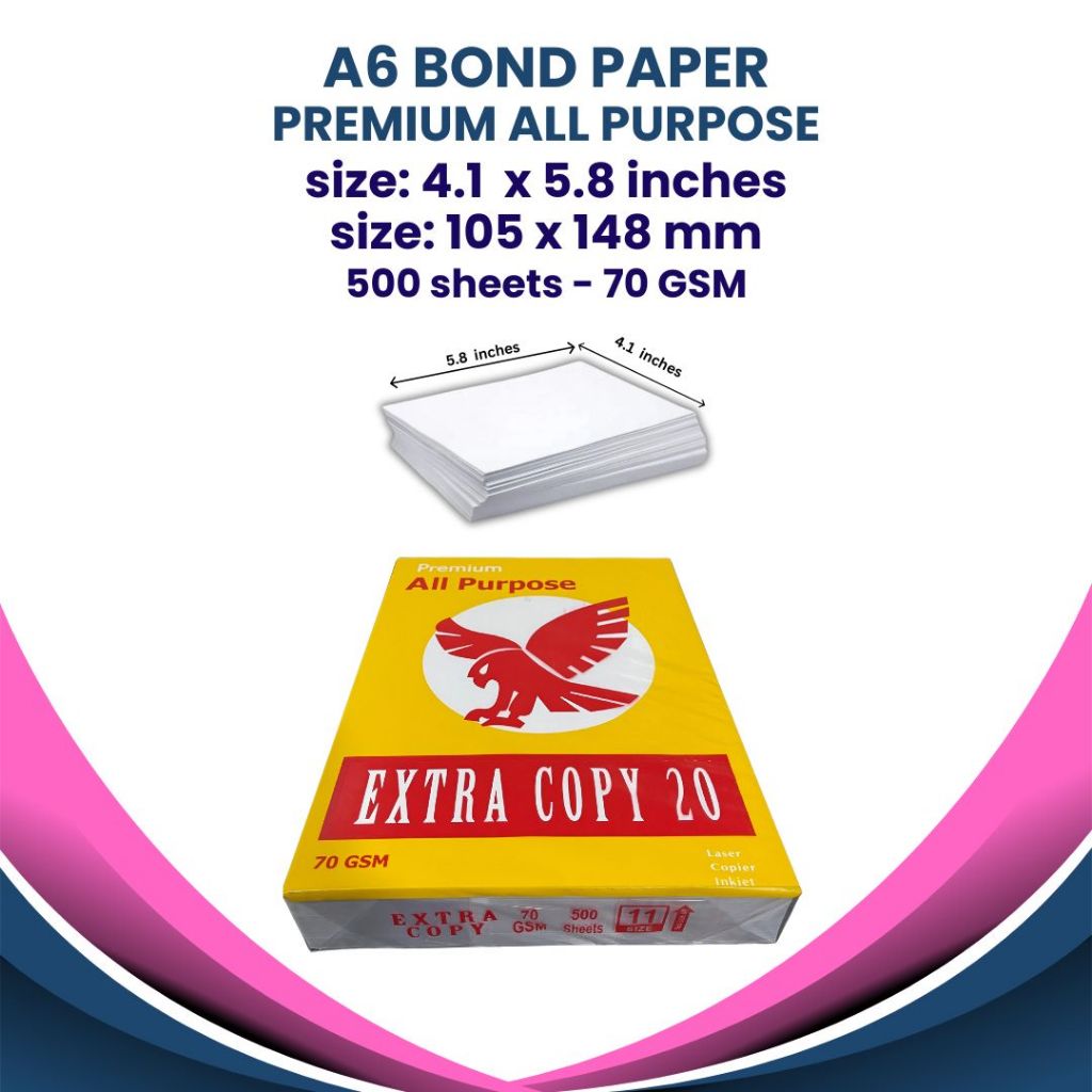 70 GSM || A6 Bond Paper || A6 Size || 500 sheets || subs 20 | Shopee ...