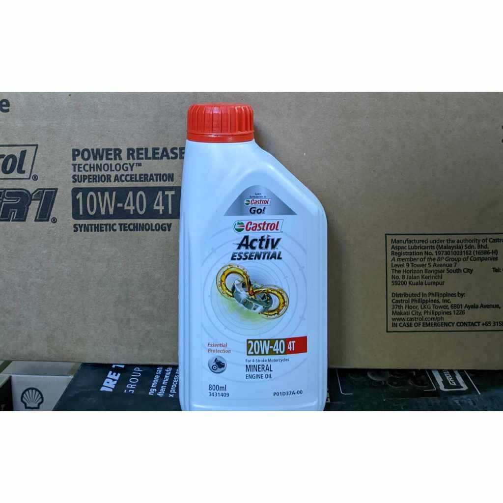 CASTROL ACTIV ESSENTIAL 20W-40 4T Mineral Engine oil 800ml | Shopee ...