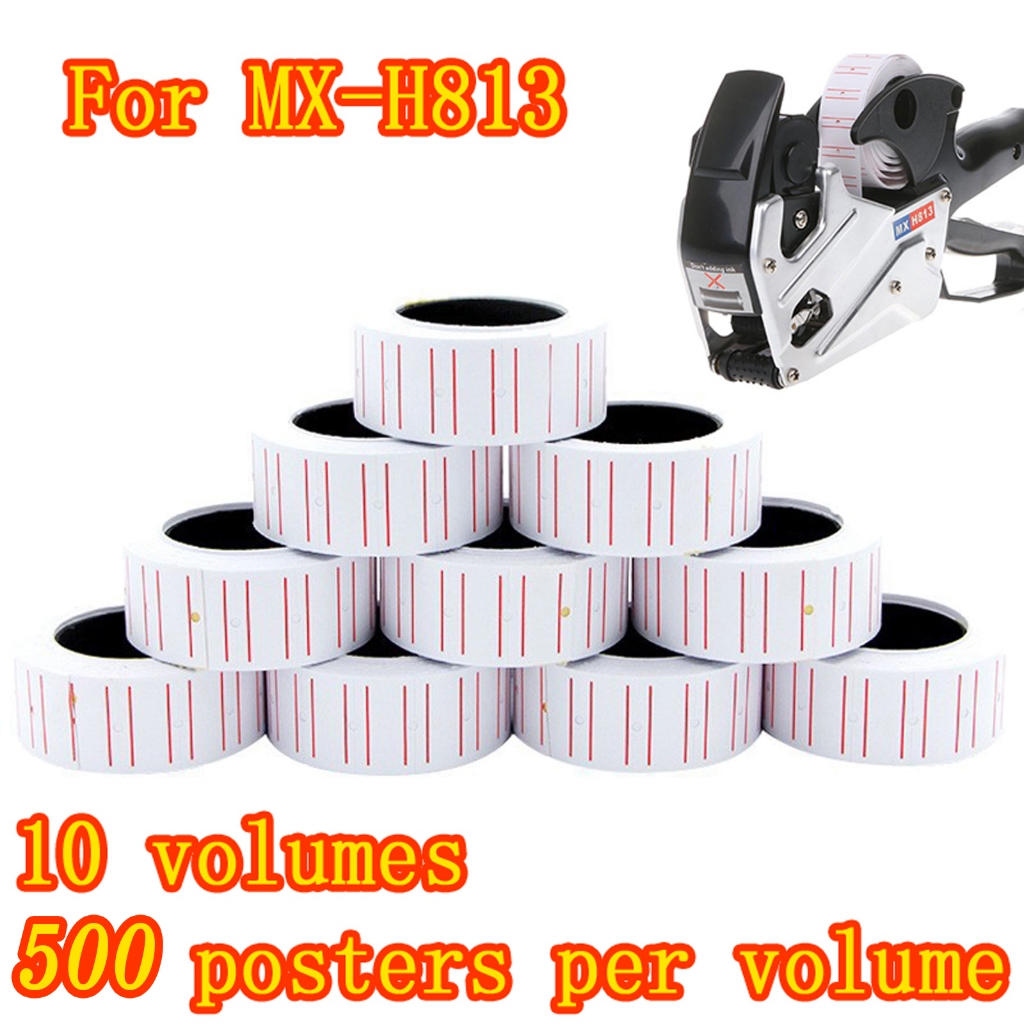 10 Rolls Self Adhesive Single Row Price Labels Paper Tag Sticker Single ...