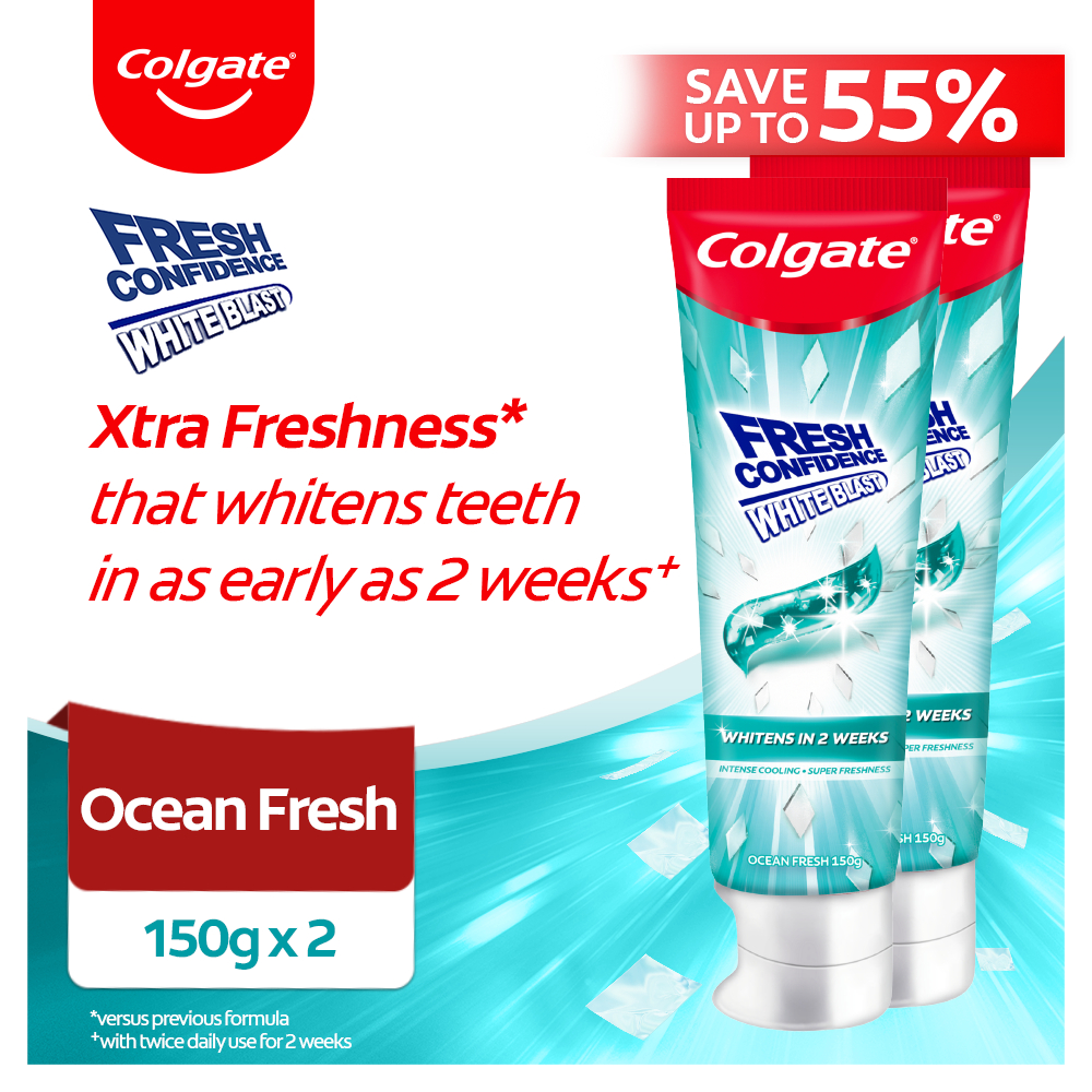 Colgate Fresh Confidence White Blast Ocean Fresh Toothpaste 150g Twin ...
