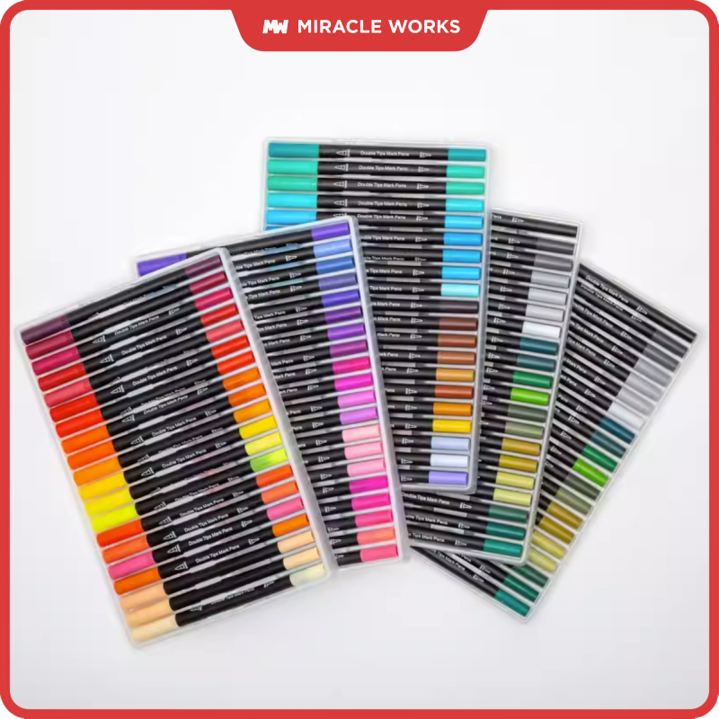 MW 24/36/48/60/80/100/120 Colors Watercolor Brush Pen Set Dual Tip ...