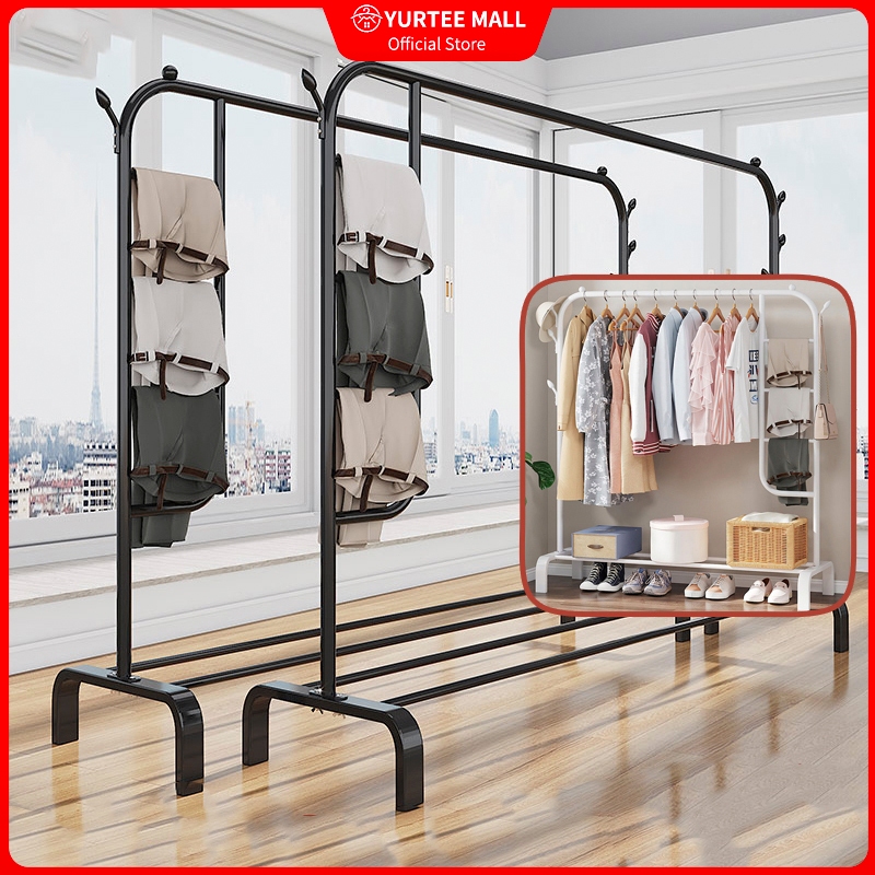 Sampayan Stainless Indoor Double Rod Floor Standing Drying Rack Hanger ...