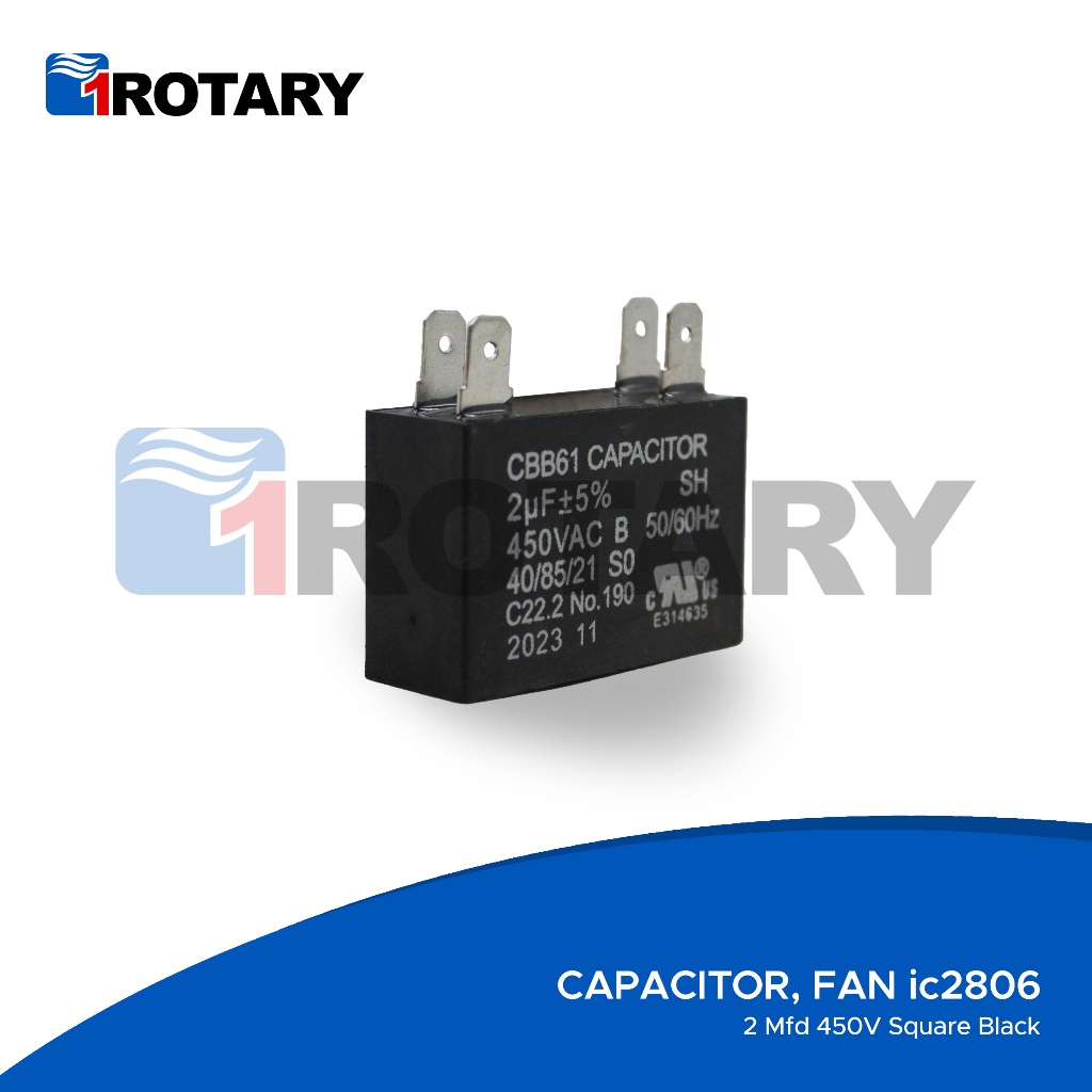 1ROTARY Fan Capacitor 2 Mfd 450V Square Black (IC2806) | Shopee Philippines