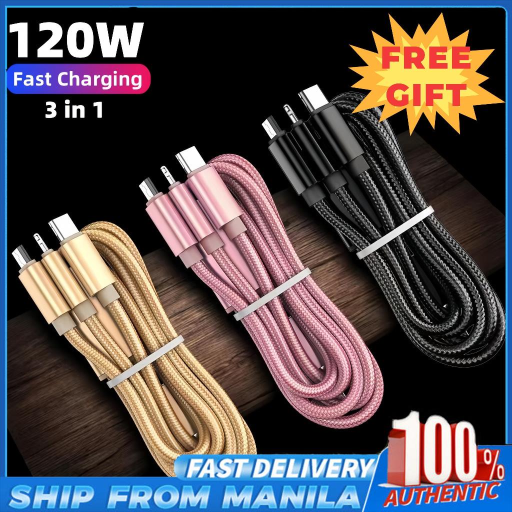 NEW Original 120W Super Fast Charger Cable 6A 3 in 1 Charger Cable ...