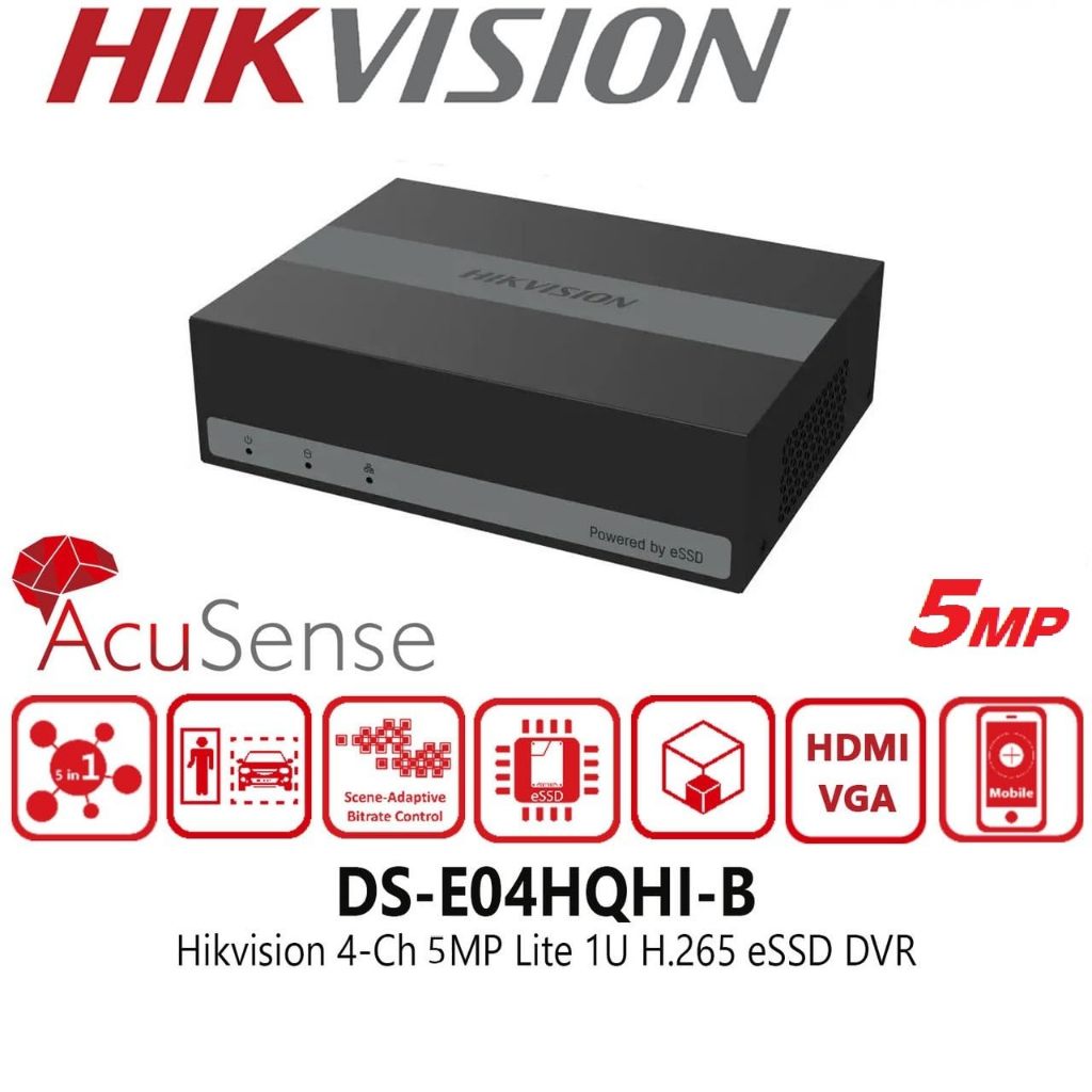 Hikvision eDVR with 512GB SSD | DS-E04HQHI-B | 4-ch 1080p Lite 1U H.265 ...