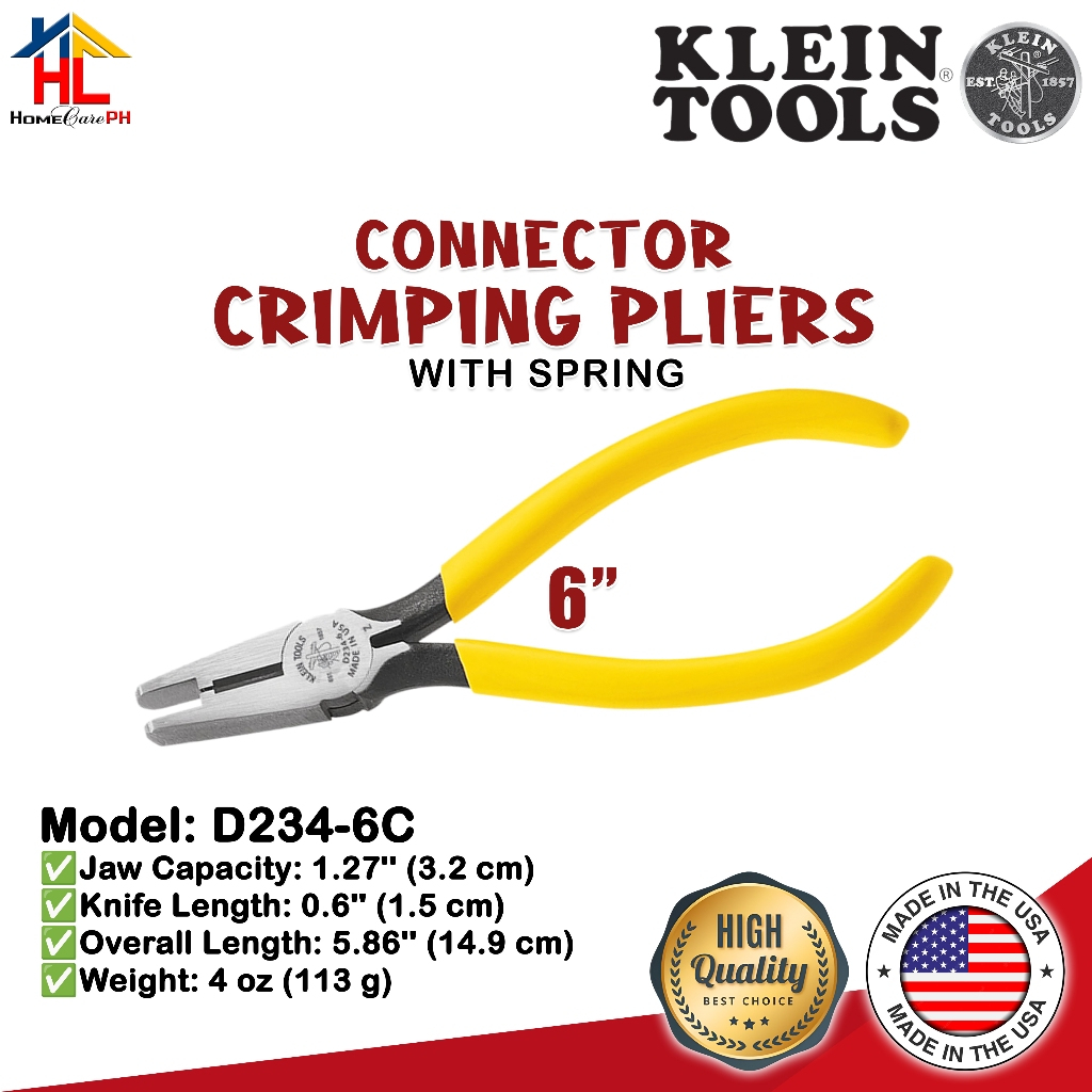 Klein Tools Connector Crimping Pliers with Spring D234-6C | Shopee ...