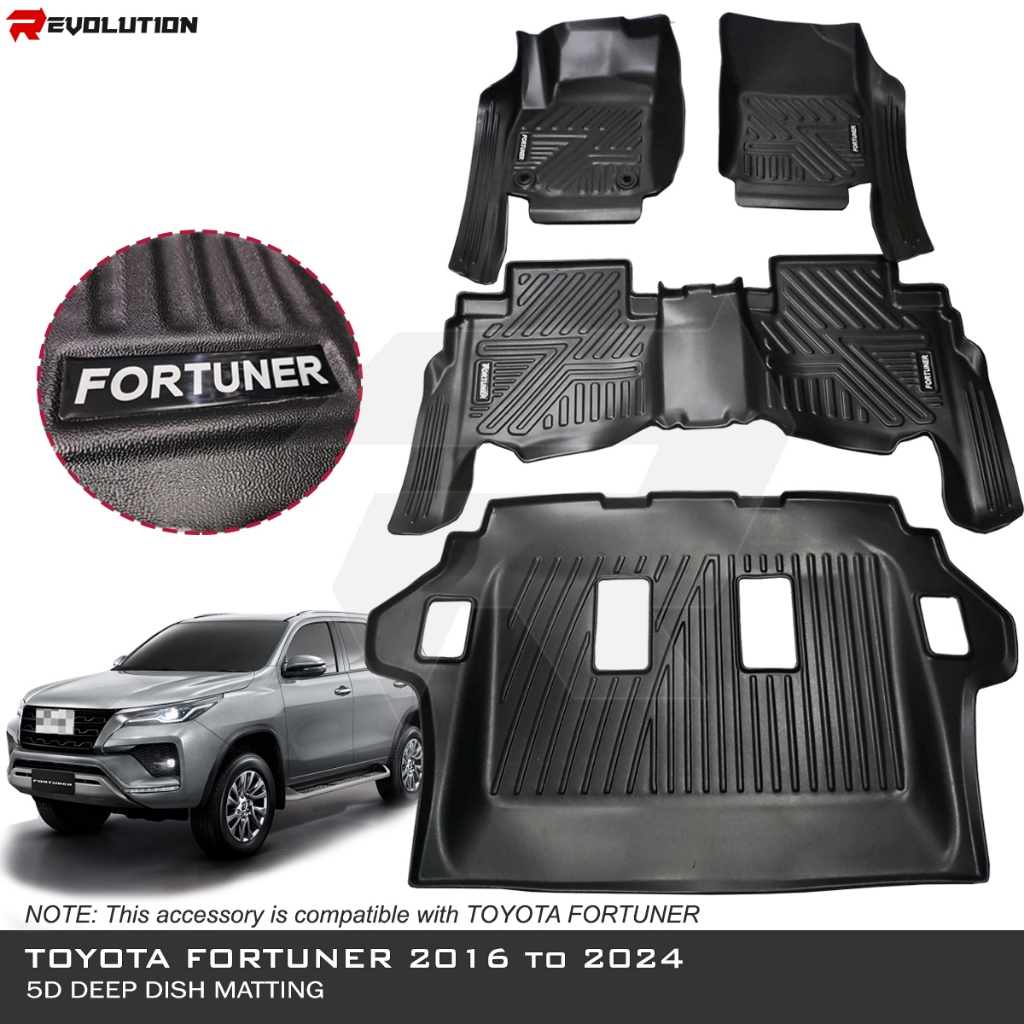 REVO Toyota FORTUNER 2016 to 2024 OEM 5D Deep Dish Matting (4pcs/set ...