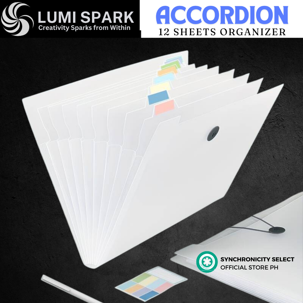 LUMISPARK ACCORDION Transparent Insert File Folder | Free Tags A4 ...