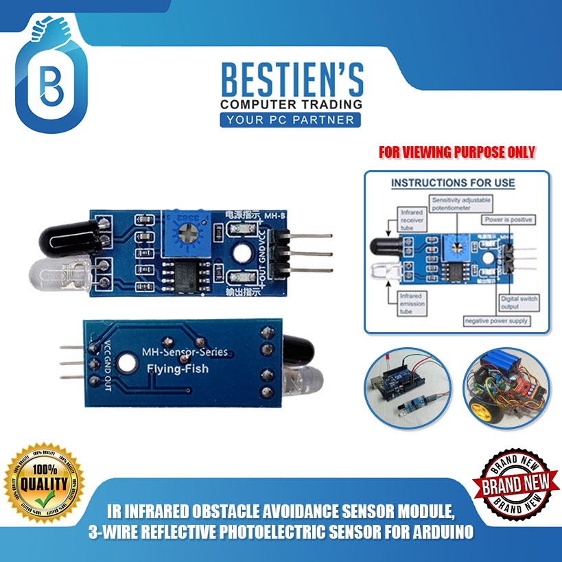 IR INFRARED OBSTACLE AVOIDANCE SENSOR MODULE, 3-WIRE REFLECTIVE ...