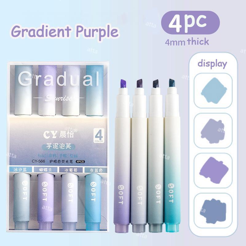 4PCS/Box Gradient Highlighters Candy Color Student Marker School ...