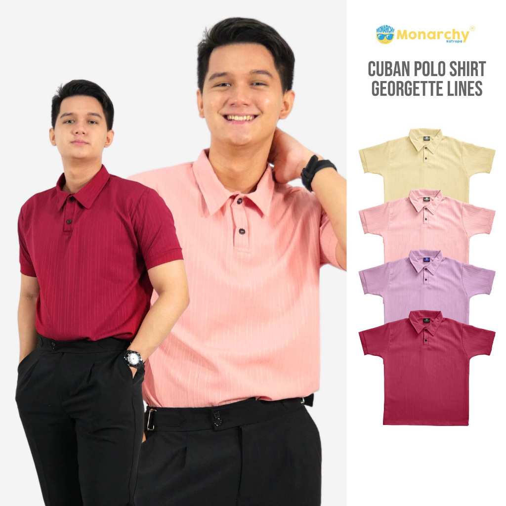 Monarchy Cuban Polo Shirt Georgette Lines for Men | Shopee Philippines