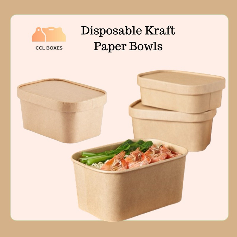 [10PCS] Disposable Meal Box with Carton Lid Food Packaging Takeout Box ...