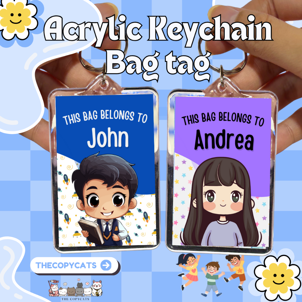 CUSTOMIZED ACRYLIC KEYCHAIN BAG TAG FOR KIDS AND ADULT BACK TO SCHOOL ...