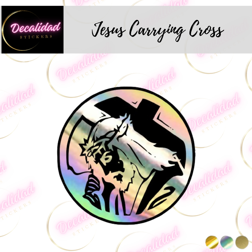 JESUS CARRYING CROSS LOGO, EMBLEM, , 2 LAYERS Die Cut Sticker, High ...