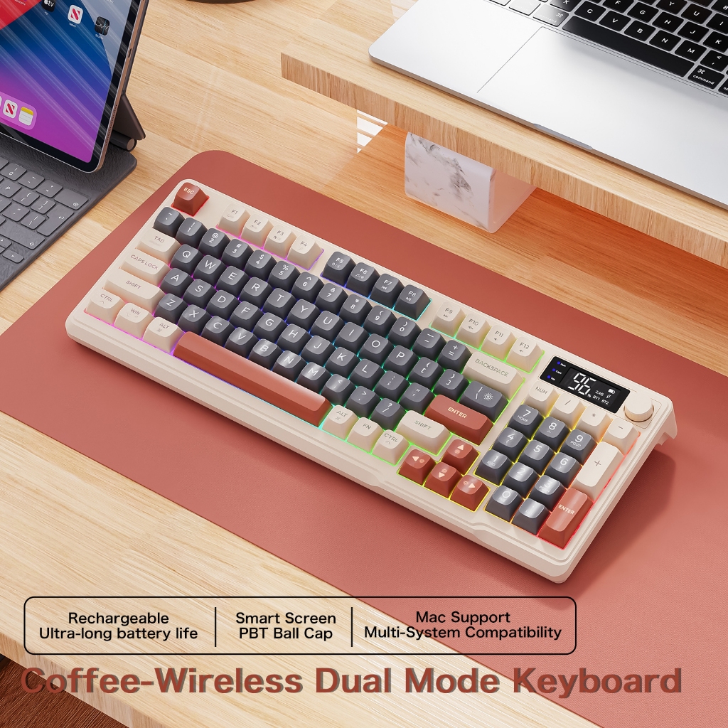 ZIYOULANG M96 Gaming Wireless Keyboard PBT Keycap Color Backlit ...