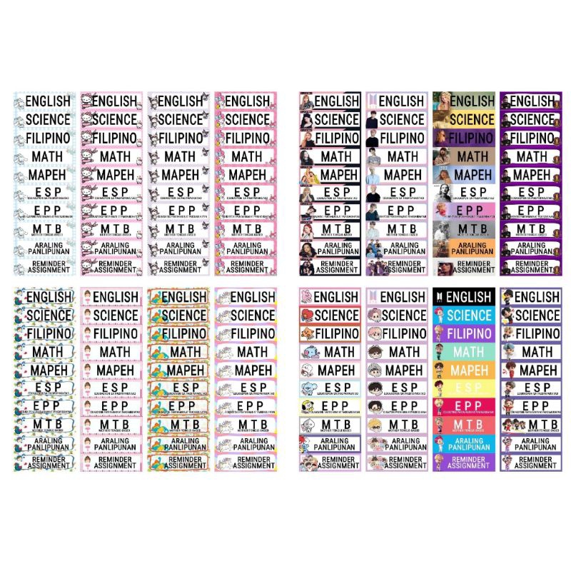 Subject label sticker 10 subjects | Shopee Philippines